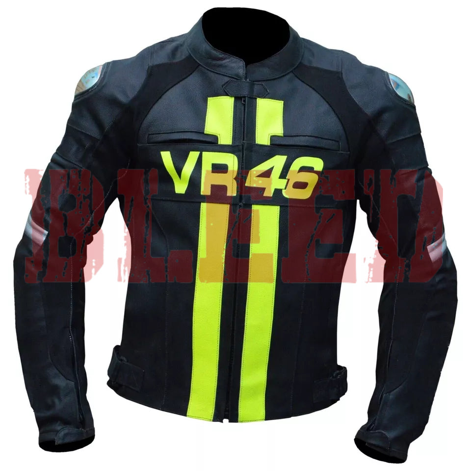 BLEED Valentino Rossi VR46 Motorbike Racing Leather Jacket